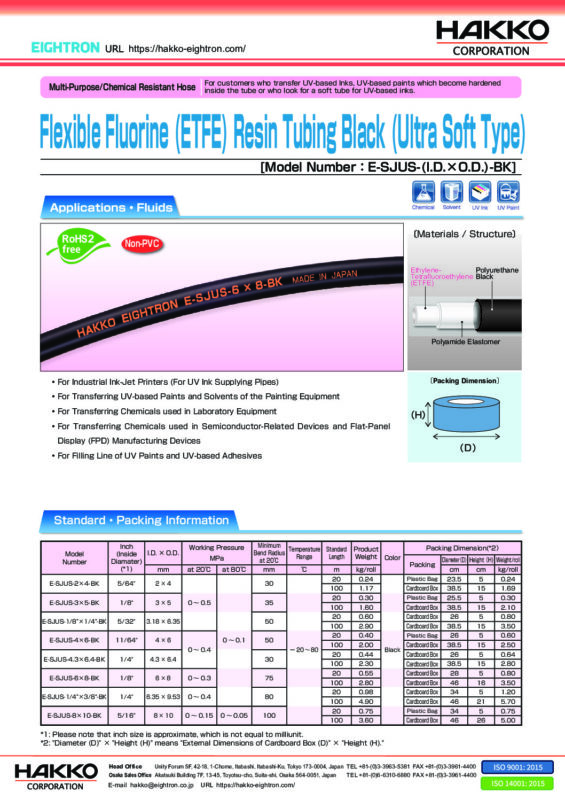 Flexible Fluorine (ETFE) Resin Tubing Black (Ultra Soft Type) [Model ...